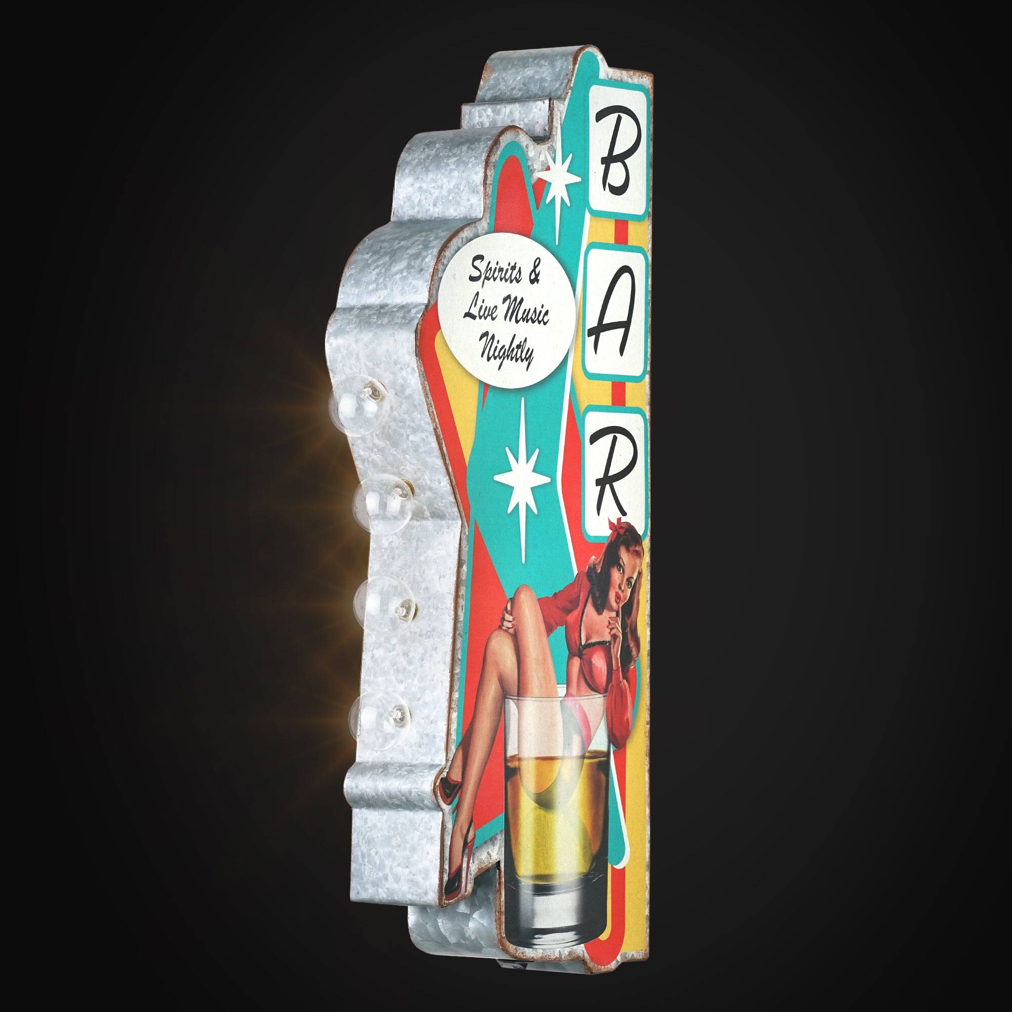 Metal LED Bar Spirits and Nightly Marquee Sign - 24" x 10" x 3" - Bed ...