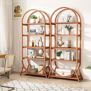 5-Tier Open Bookshelf, 70.8" Tall Arched Bookcase, Modern Display Rack ...