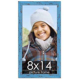 8x14 Shabby Chic / Farmhouse Blue Wood Picture Frame - UV Acrylic, Foam ...