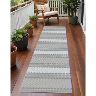 Taso Tribal Weather Resistant Classic Elegance Outdoor Rug - 3' X 8 ...