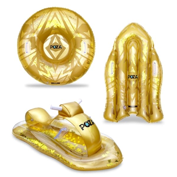 POZA Gold Inflatable Snow Tubes Collection with Handles - 3 Pc Set - 51 ...