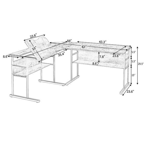 Merax L-Shaped Desk with Drafting Drawing Table - Bed Bath & Beyond ...