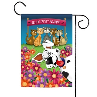 White Photobomb "FELINE FAMILY REUNION" Outdoor Mini Flag 18"x12.5 ...