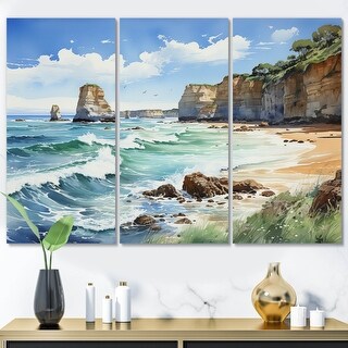 Designart "Coastal Cliffs In Australia" Australian Canvas Wall Art Set ...