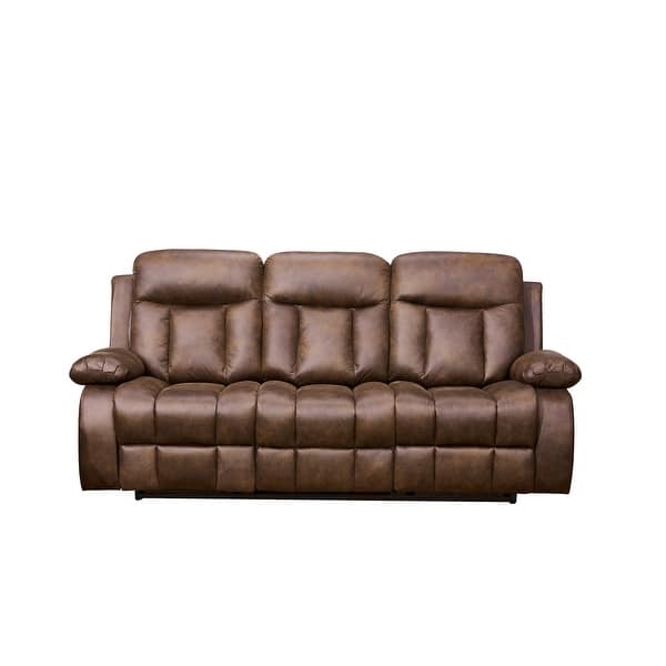 Betsy Furniture Microfiber Manual Rclining 3-seat Sofa Couch in Brown ...