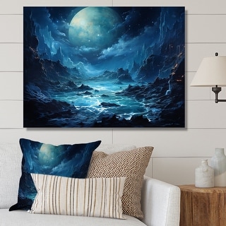 Designart "Planet Neptune Deep Blue I" Neptune Canvas Wall Art - Bed ...