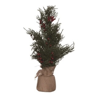22" Berry Artificial Christmas Tree in Burlap Base, Unlit - Bed Bath ...