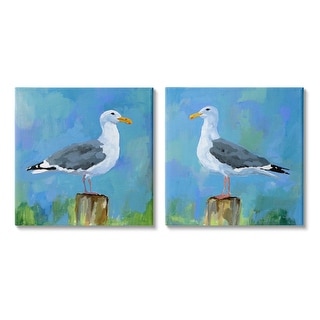Stupell Nautical Perched Seagulls 2 Piece Canvas Wall Art Set Design by ...