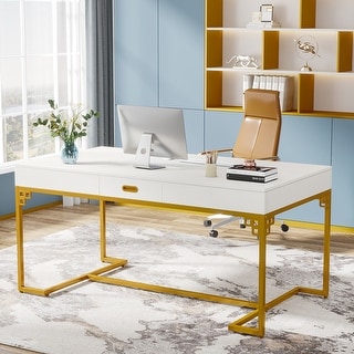 Modern 63'' Executive Computer Desk for Home Office, Simple Rectangular ...