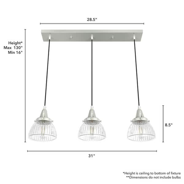 Hunter Cypress Grove 3-Light Linear Cluster Pendant - Kitchen Island ...