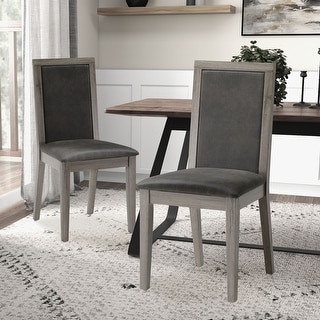 Dark Gray Dining Chairs Set of 2 Wood Dining Room Chair Light grey Base ...