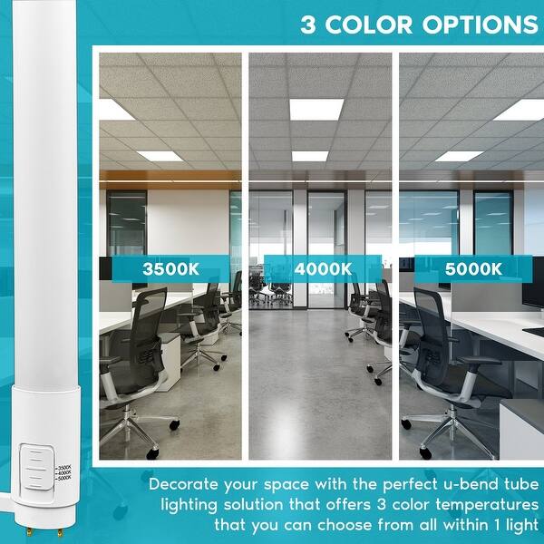 Luxrite U Bend LED Tube Light T8 T12 15W 3 Color Option 1900 Lumens ...