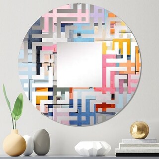 Designart "Geometric Popart Bluiding In Harlem II" City Buildings Pink ...