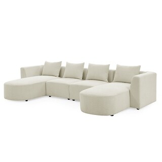 Modern Cream Style Modular Sectional Sofa Set with 2 Lounge Chair - Bed ...