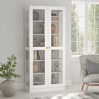 70.9" Storage Cabinet with Glass Doors Office Cabinet Display Cabinet ...