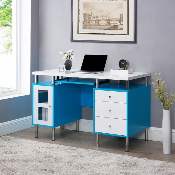 3 Drawer File Cabinet Two Tone Desk with Keyboard Tray Power Outlets USB Ports Charging Station 3 Drawers 1 Cabinet On Sale Bed Bath Beyond 37011728