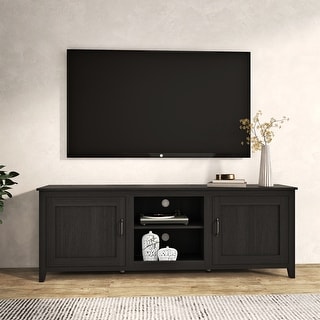Black TV Stand Storage Media Console Entertainment Center - Bed Bath ...