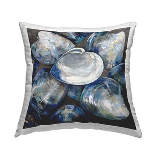 Stupell Blue Clam Shells Beach Printed Outdoor Throw Pillow Design by ...