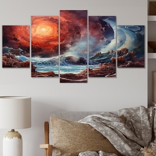 Designart "Planet Jupiter Stormy I" Jupiter Multipanel Wall Decor set ...