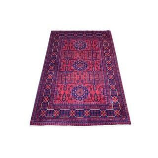 Shahbanu Rugs Deep and Saturated Red Velvety Wool Hand Knotted Afghan ...