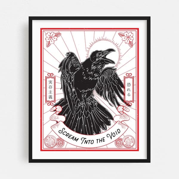 Scream Into the Void Digital Animals Birds Raven Art Print/Poster - Bed ...