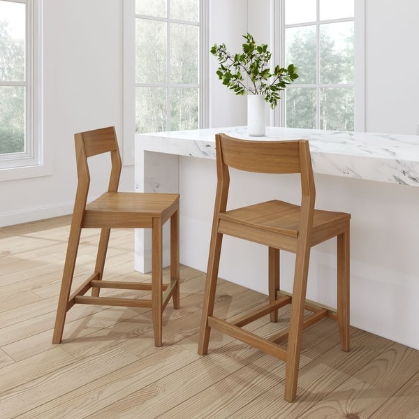 Plank and Beam Modern Counter Height Solid Wood Dining Chair - Set of 2 ...