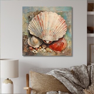 Designart "Abstract Seashell Treasures II" Animals Metal Art Print ...