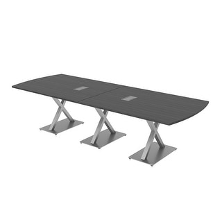 10 Person Arc Rectangle Powered Modular Conference Table Metal X Bases ...
