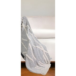 50" X 60" Black and Gray Woven Cotton Geometric Throw Blanket with ...
