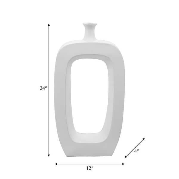 24" Ceramic Vase White Creative Contemporary Cut-Out Vase for ...
