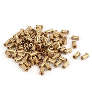 M3 x 7mm x 4.3mm Brass Cylinder Knurled Threaded Insert Embedment Nuts ...