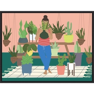 Plant Lady by Queenbe Monyei Canvas Art Framed - Sylvie Black - Bed ...
