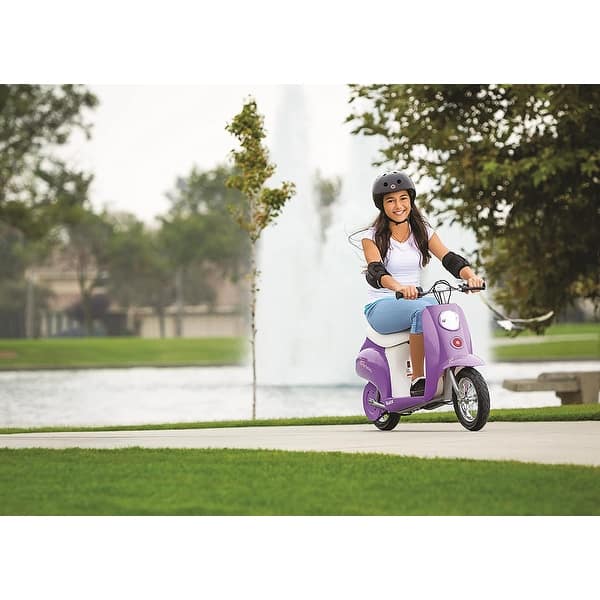 purple razor scooter with seat