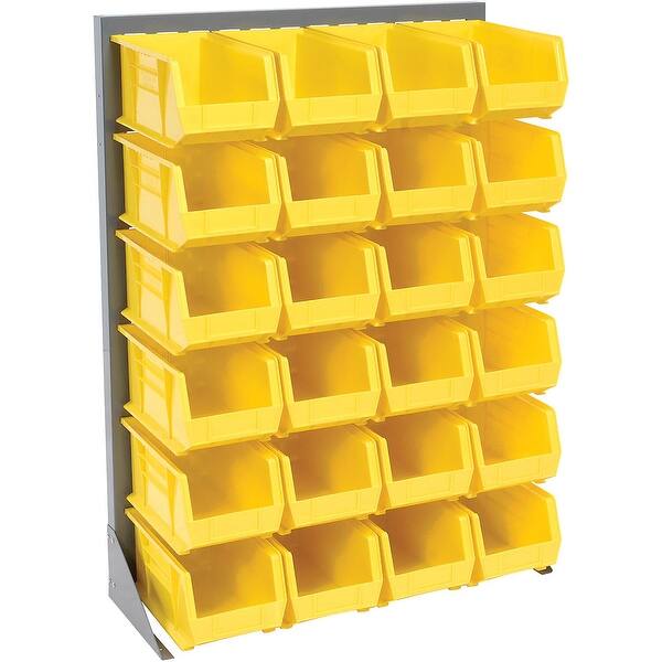 Louvered Bin Rack With (24) Yellow Stacking Bins, 35"W x 15"D x 50"H ...