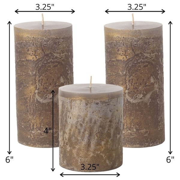 Ritz Timber Pillar Candles Kit - Set of 3 - 3.75"L x 3.75"W x 4.5"H, 3 ...