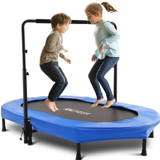 Indoor Trampoline, 56" Foldable Mini Trampoline w/ Handle Bar ...