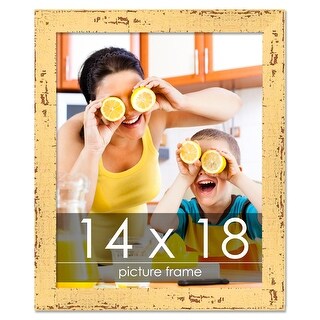 14x18 Shabby Chic / Farmhouse Yellow Complete Wood Picture Frame with ...