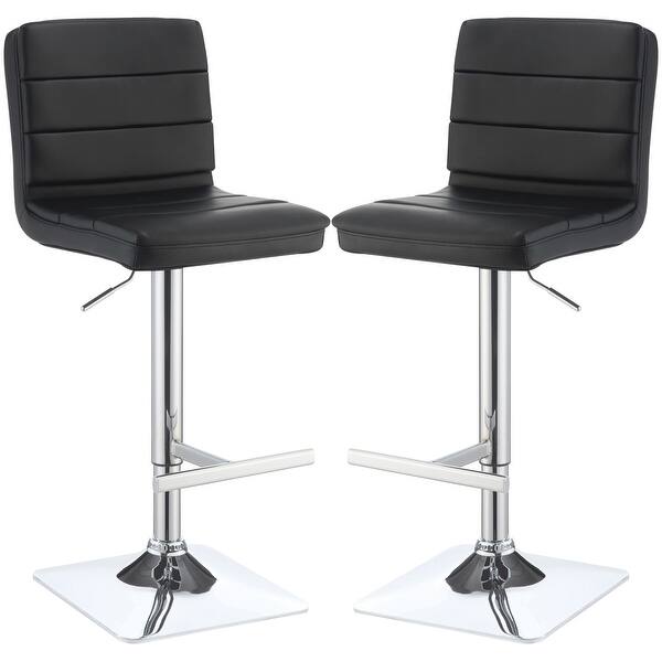 Horizontal Design Black Adjustable Swivel Stools with Square Chrome ...