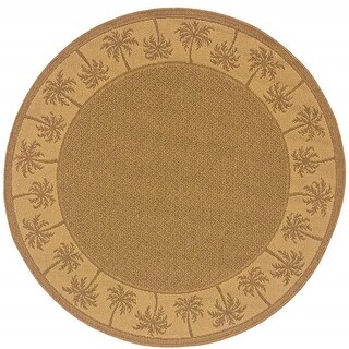 8' Round Tan Round Stain Resistant Indoor Outdoor Area Rug - 6' x 7 ...