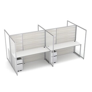 Modern Office Cubicles With Desks Seats 4 Mobile File Cabinets 12x6x65 ...