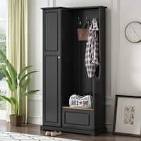 Hallway Hall Tree with Flip Top Storage Bench, Shoe Cabinet Display ...