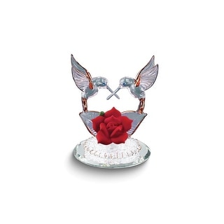 Curata Hummingbirds and Red Rose Handcrafted Glass Figurine with 22k ...