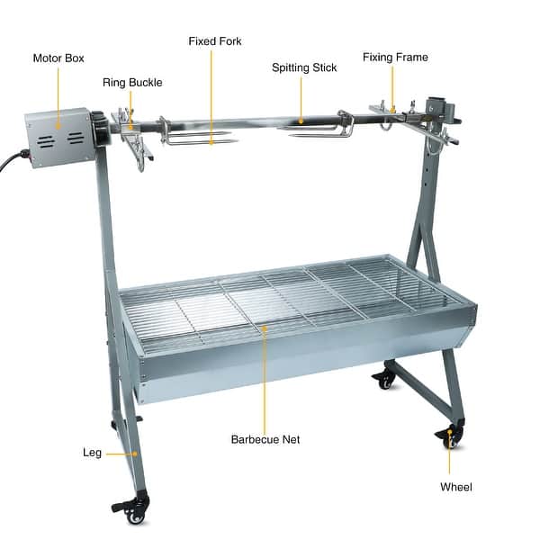 Rotisserie Grill Roaster, 132lbs Charcoal Grill Outdoor BBQ Grill Pig ...