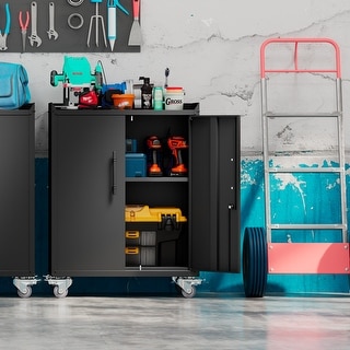 Metal Garage Storage Tool Cabinet with Wheels Adjustable Shelf File ...