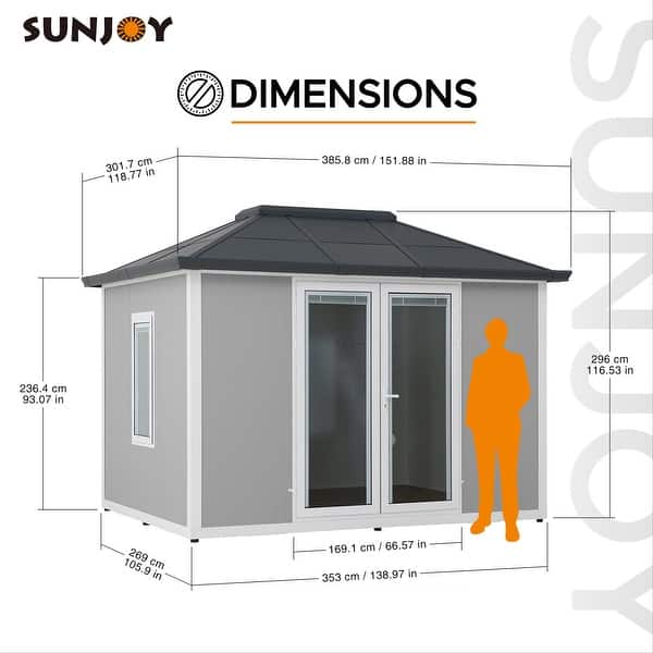 Sunjoy Outdoor Beyond Shed, Backyard Office, Multipurpose Outdoor Room ...
