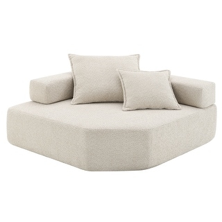 Artsy Boucle Floor Couch Set, Convertible Sleeper Couch, Beige - Bed ...