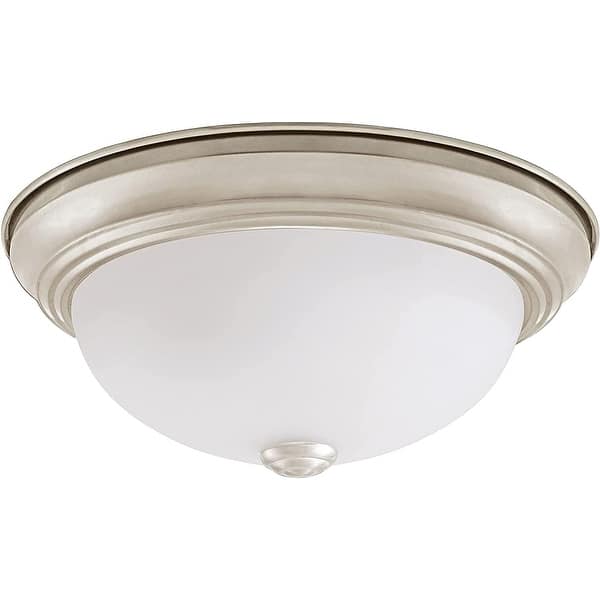 1Lt Flush Mount Ceiling Light Fixture,Brushed Nickel,White Alabaster ...