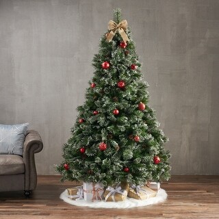 7' Faux Cashmere and Snow Bristle Christmas Tree with 75 Pine Cones ...
