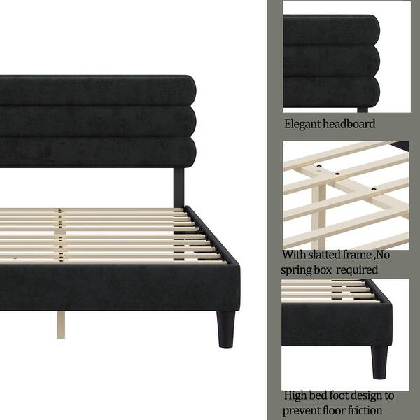 Sturdy Platform Bed with Wooden Slats Support, King Bed Frame with ...