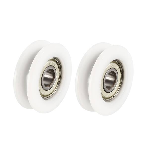 V Groove Guide Bearing Pulley Rail Ball Wheel White 8x34x11mm 2pcs ...